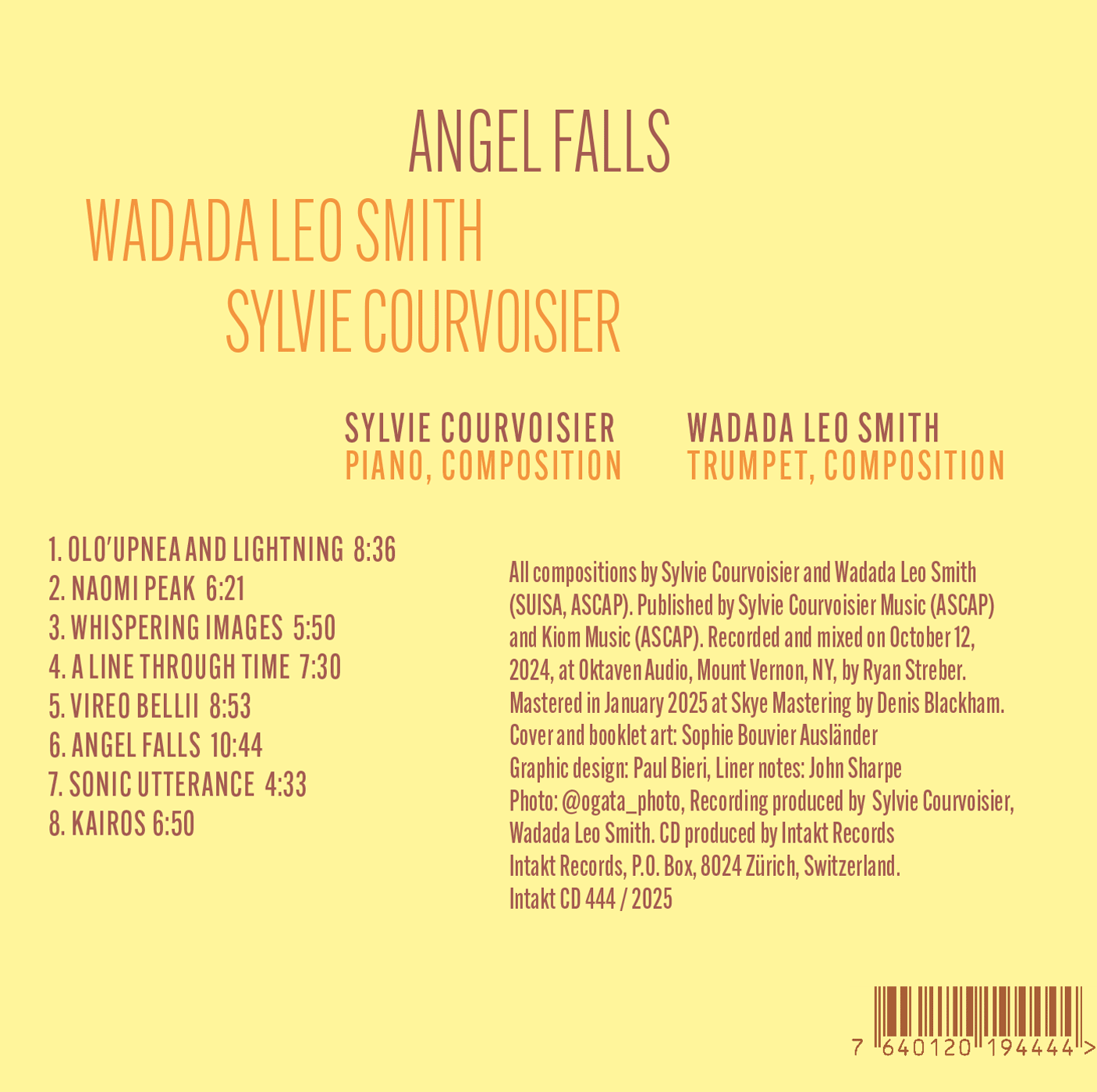 Sylvie Courvoisier – Wadada Leo Smith. Angel Falls — INTAKT RECORDS